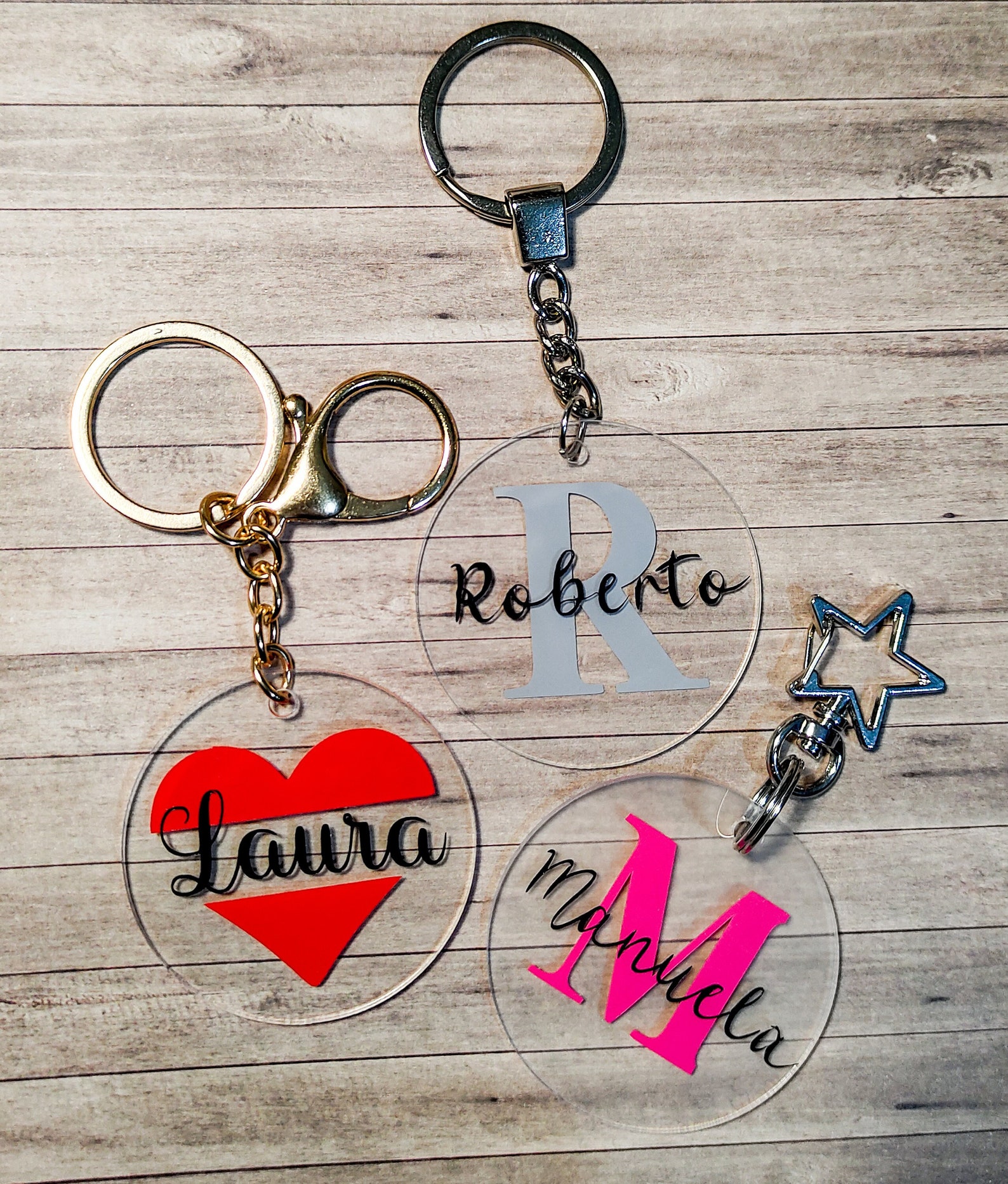 Customizable Acrylic Keychains With Initial and Name Finished With a ...