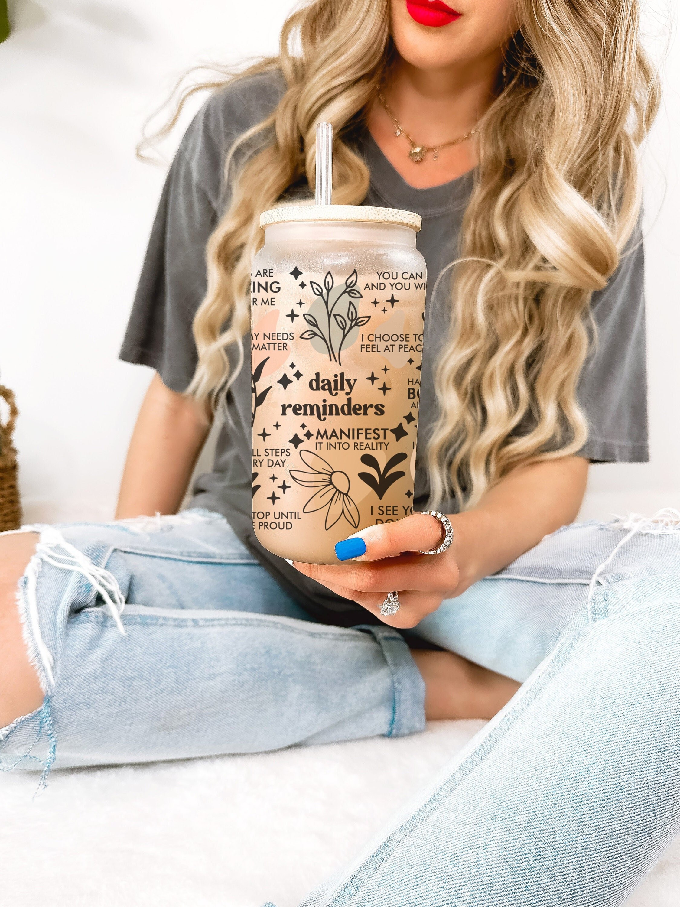 Daily Reminders-mental Health Awareness 16oz Iced Coffee Cup - Etsy