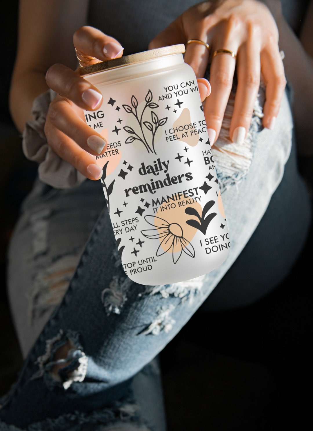 Daily Reminders-mental Health Awareness 16oz Iced Coffee Cup, Frosted ...