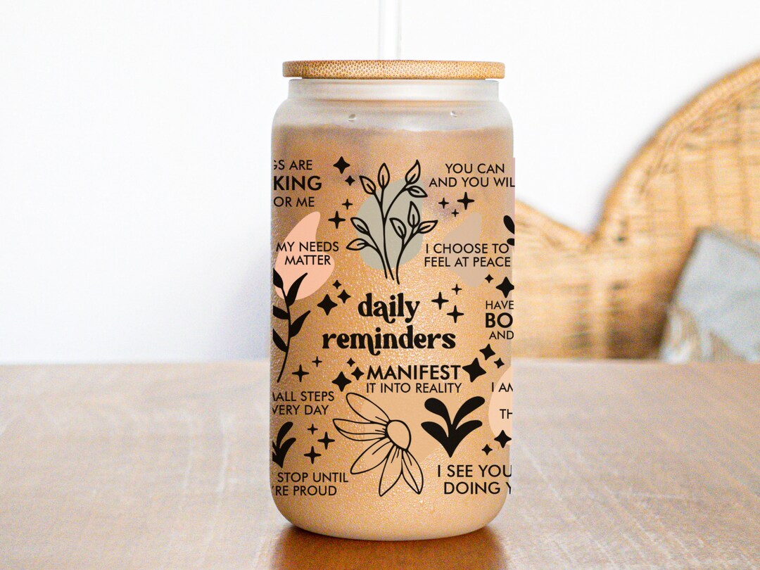Daily Reminders-mental Health Awareness 16oz Iced Coffee Cup - Etsy