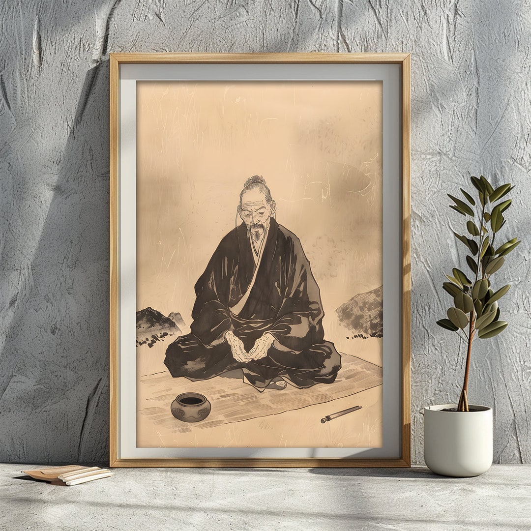 Zen Monk Meditation Wall Art Japanese Wall Art Print Kawase Hasui Style ...