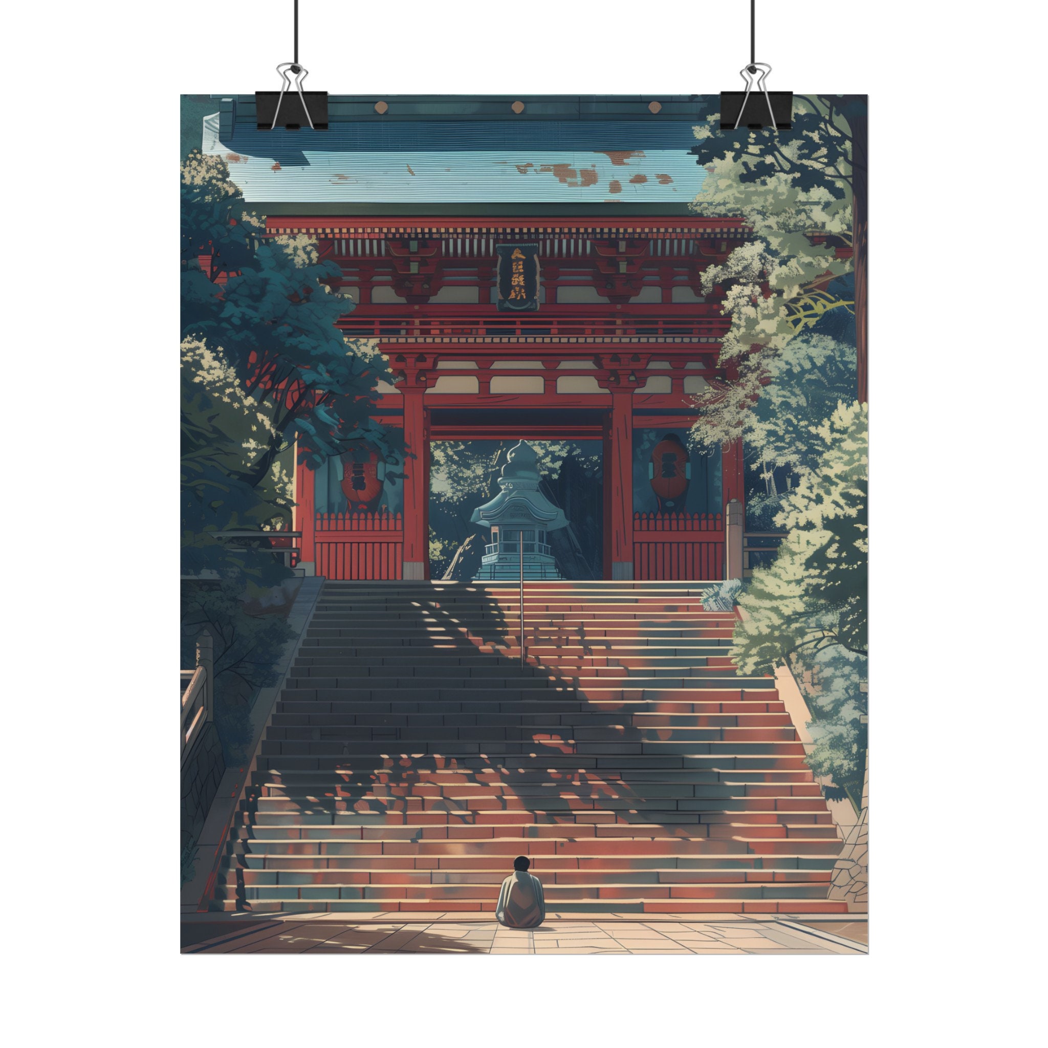 Monk at Shinto Shrine Wall Art Japanese Wall Art Print Kawase Hasui ...