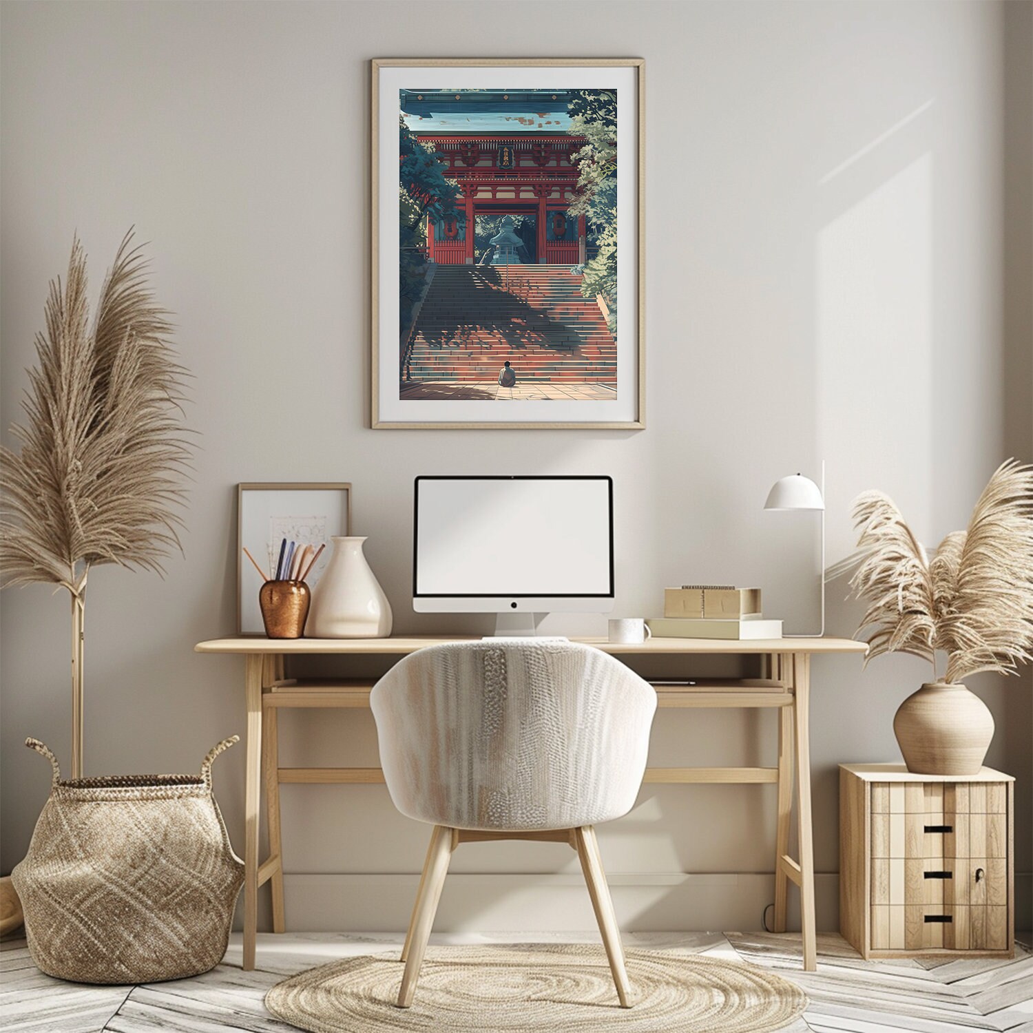 Monk at Shinto Shrine Wall Art Japanese Wall Art Print Kawase Hasui ...