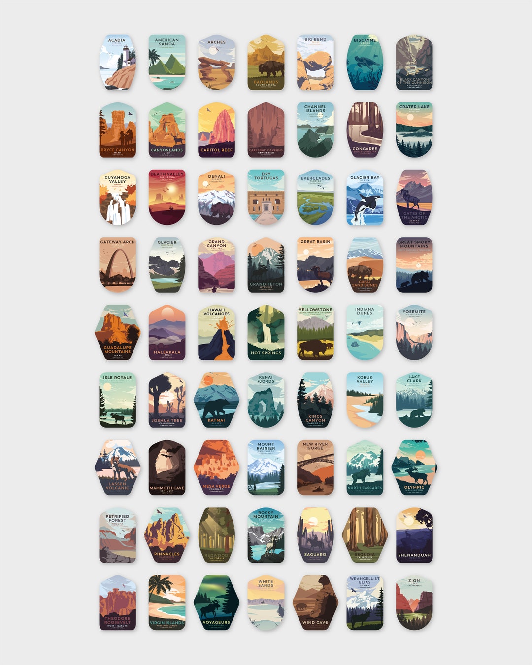 3D UV Embossed Vinyl Beautiful National Park Sticker Set for Laptops ...