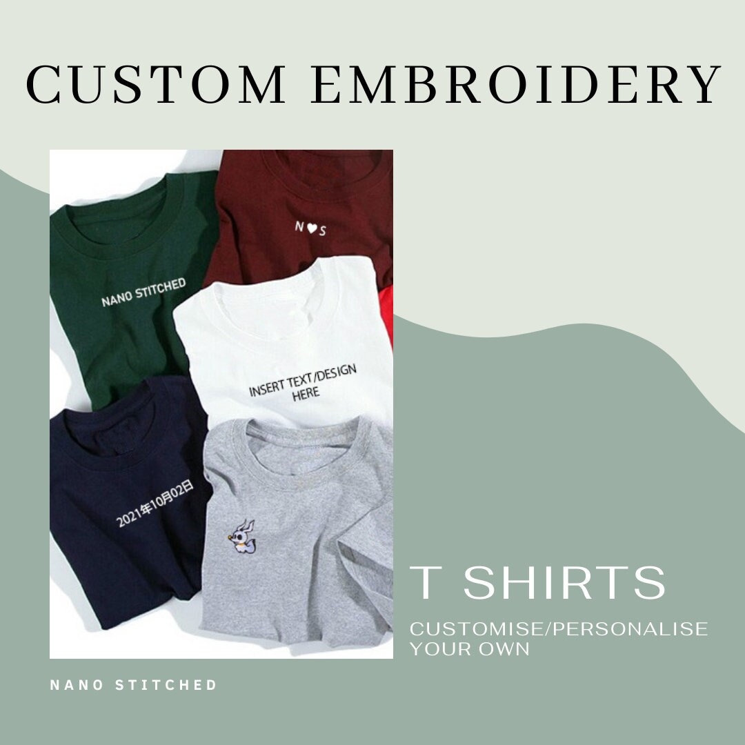Custom Embroidered T-shirt Customised & Personalised Texts - Etsy Australia