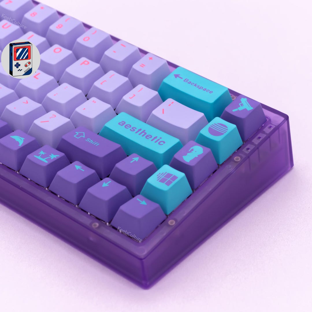 Vaporwave 129 Piece Keycap Set for MX Switch Mechanical Keyboard PBT ...