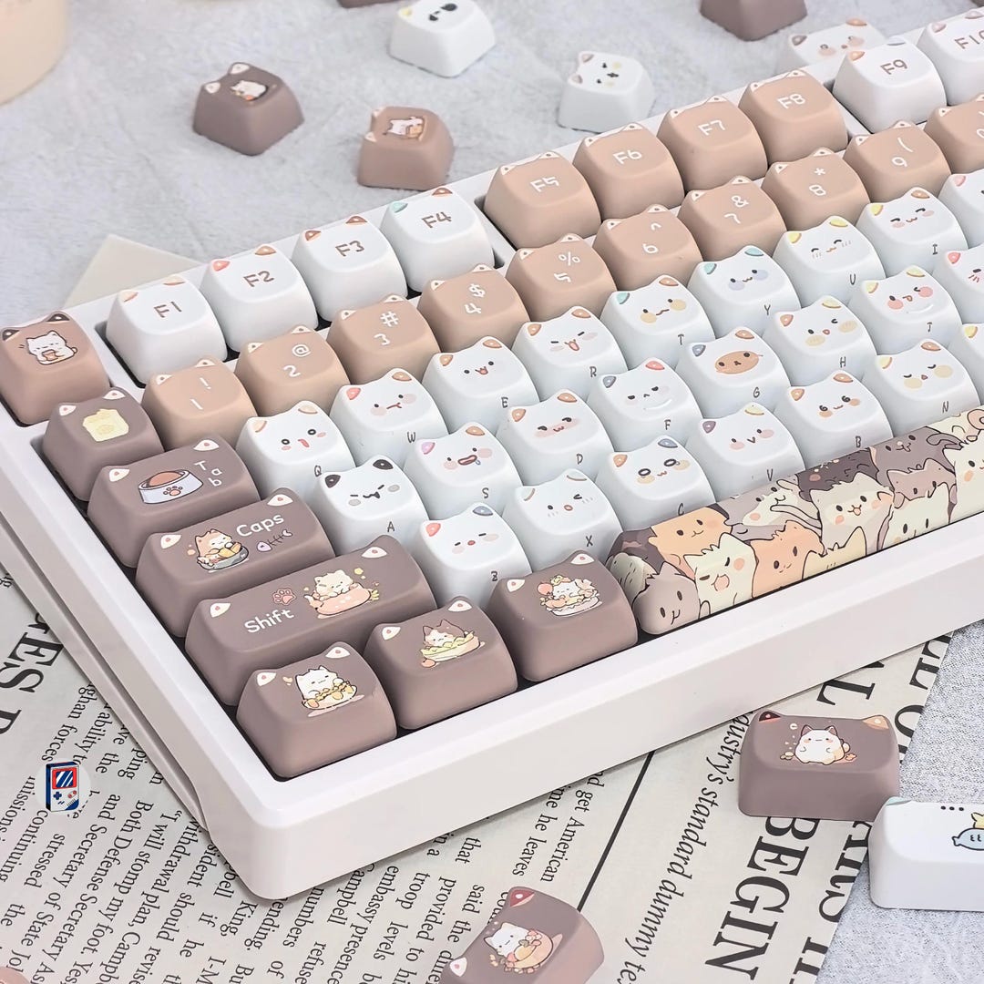 Cute Meow Cat Keycap Set | MAO Profile | PBT Keycaps | Dye-sub Legends ...