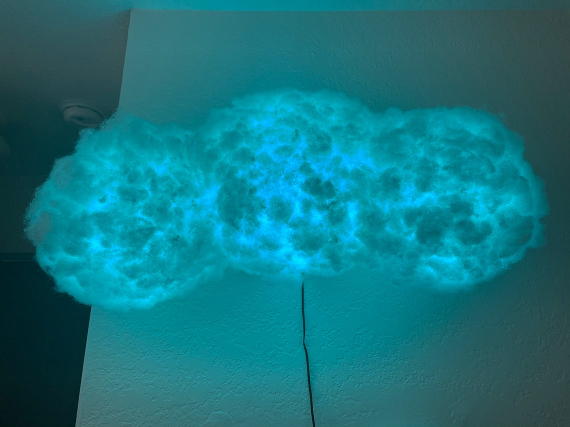 24” Multicolored LED Cloud Lamp, LED Cloud Light, Large Hanging Cloud ...