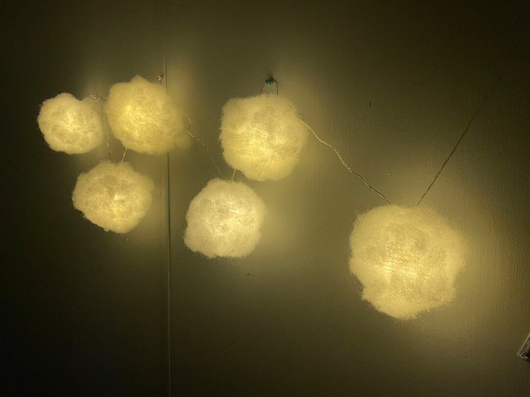 6’ Soft White LED String Cloud Lights, Handmade Led Cloud, Battery ...