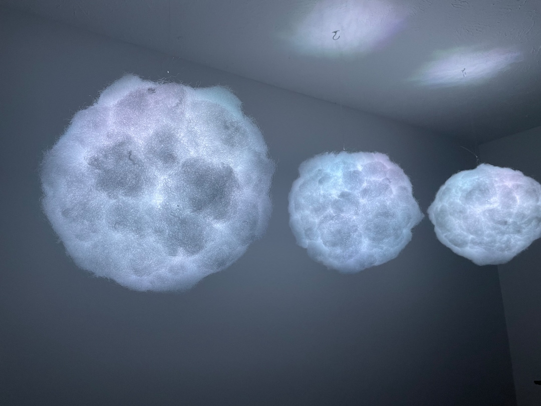 Set of 3 LED Hanging Cloud Lamps, Multicolor LED Cloud Lamp, Bulk Cloud Lamp, Fluffy Cloud Decor ...