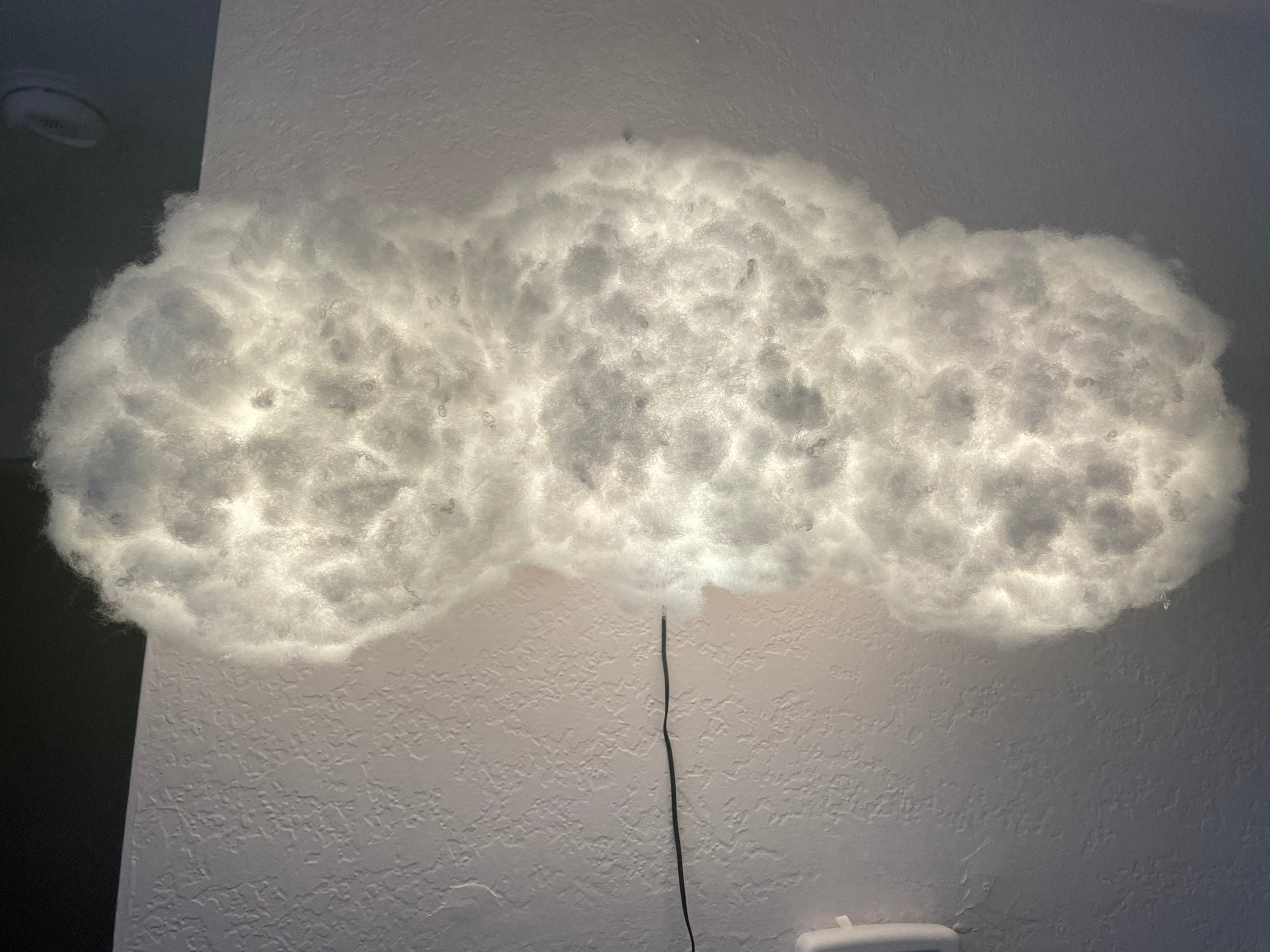 24 Multicolored LED Cloud Lamp, LED Cloud Light, Large Hanging Cloud Pendant, Dreamy Cloud Lamp ...