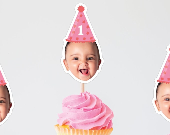 Face Cupcake Toppers, Baby Face Toppers, First Birthday Decor, Custom ...