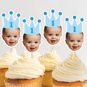 Face Cupcake Toppers, Baby Face Toppers, First Birthday Decor, Custom ...