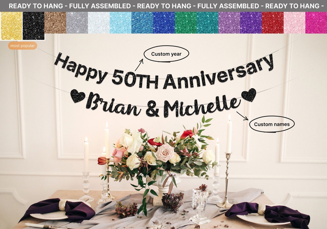 Custom Anniversary Banner, Personalized Wedding Banner, Anniversary ...