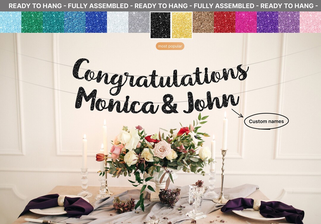 Custom Congratulations Banner, Engagement Party Decorations, Engagement ...