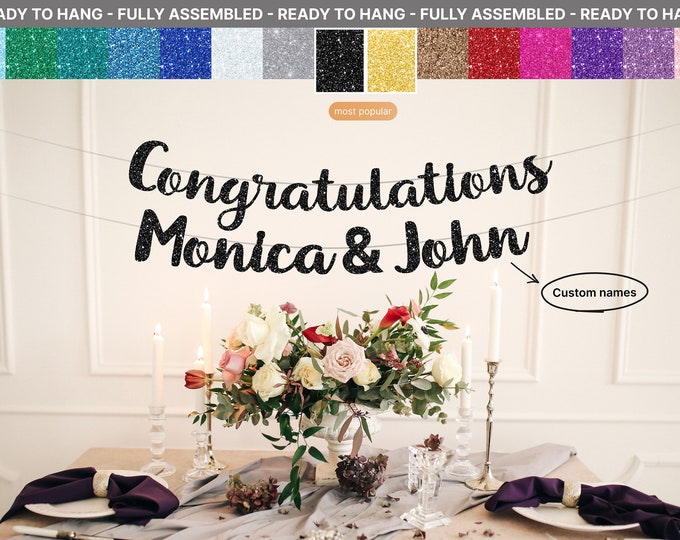 Custom Congratulations Banner, Engagement Party Decorations, Engagement ...