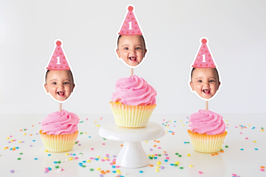Face Cupcake Toppers, Baby Face Toppers, First Birthday Decor, Custom ...