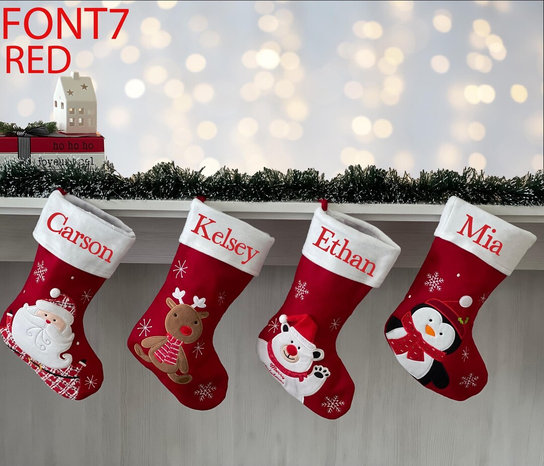 Personalized Kids Christmas Stocking With Custom Name Santa Penguin ...