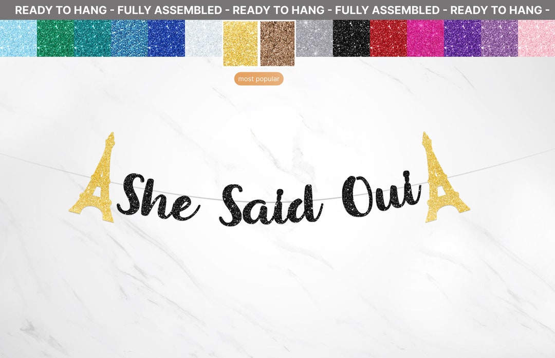 She Said Oui Banner, Eiffel Tower Banner, Bachelorette Party Decor ...