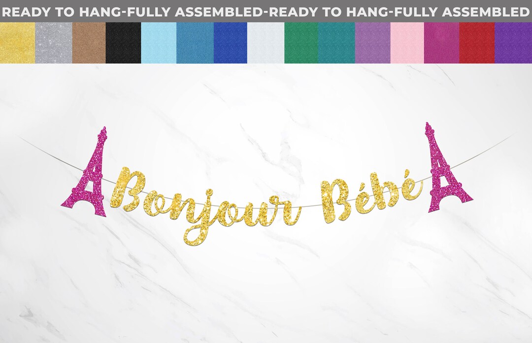 Bonjour Bebe Banner, French Baby Shower, Baby Shower Party Decor ...