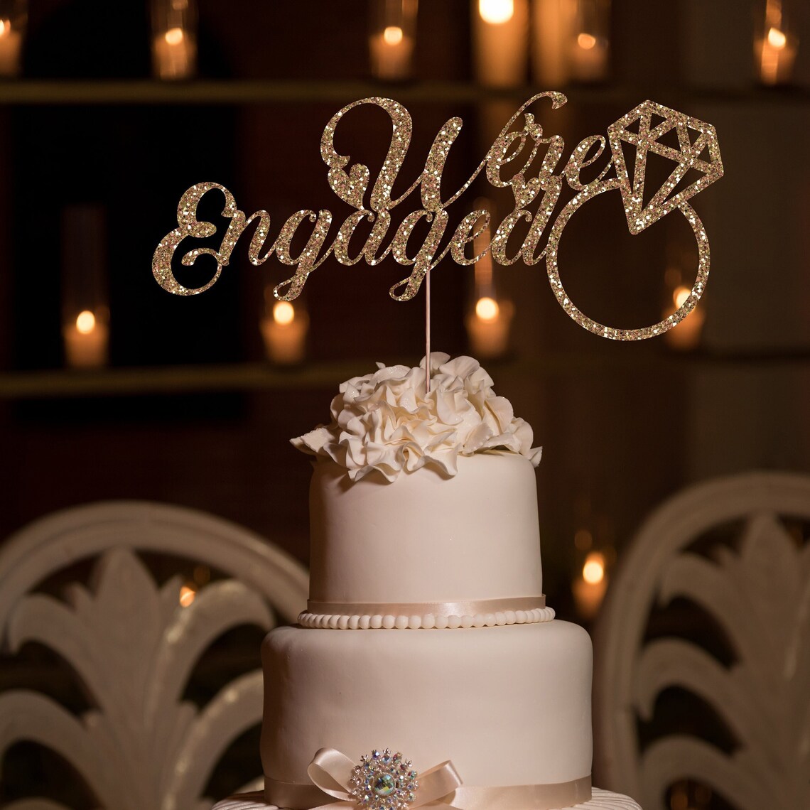 We Are Engaged Cake Topper, We're Engaged Cake Topper, Engagement Party ...