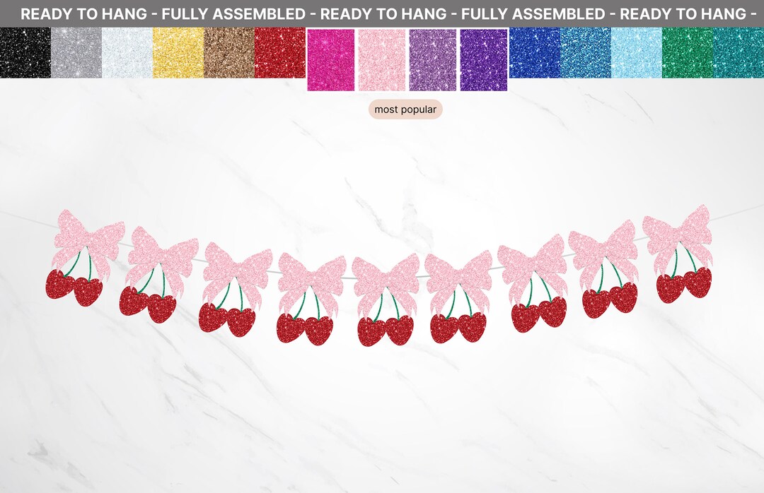 Trend Cherry Ribbon Banner, Bow Party Decorations, Ribbon Birthday ...