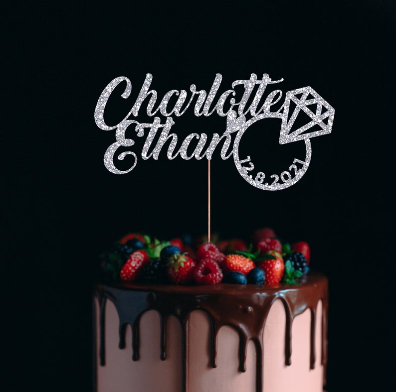 Custom Names Wedding Cake Topper Personalized Engagement Cake - Etsy