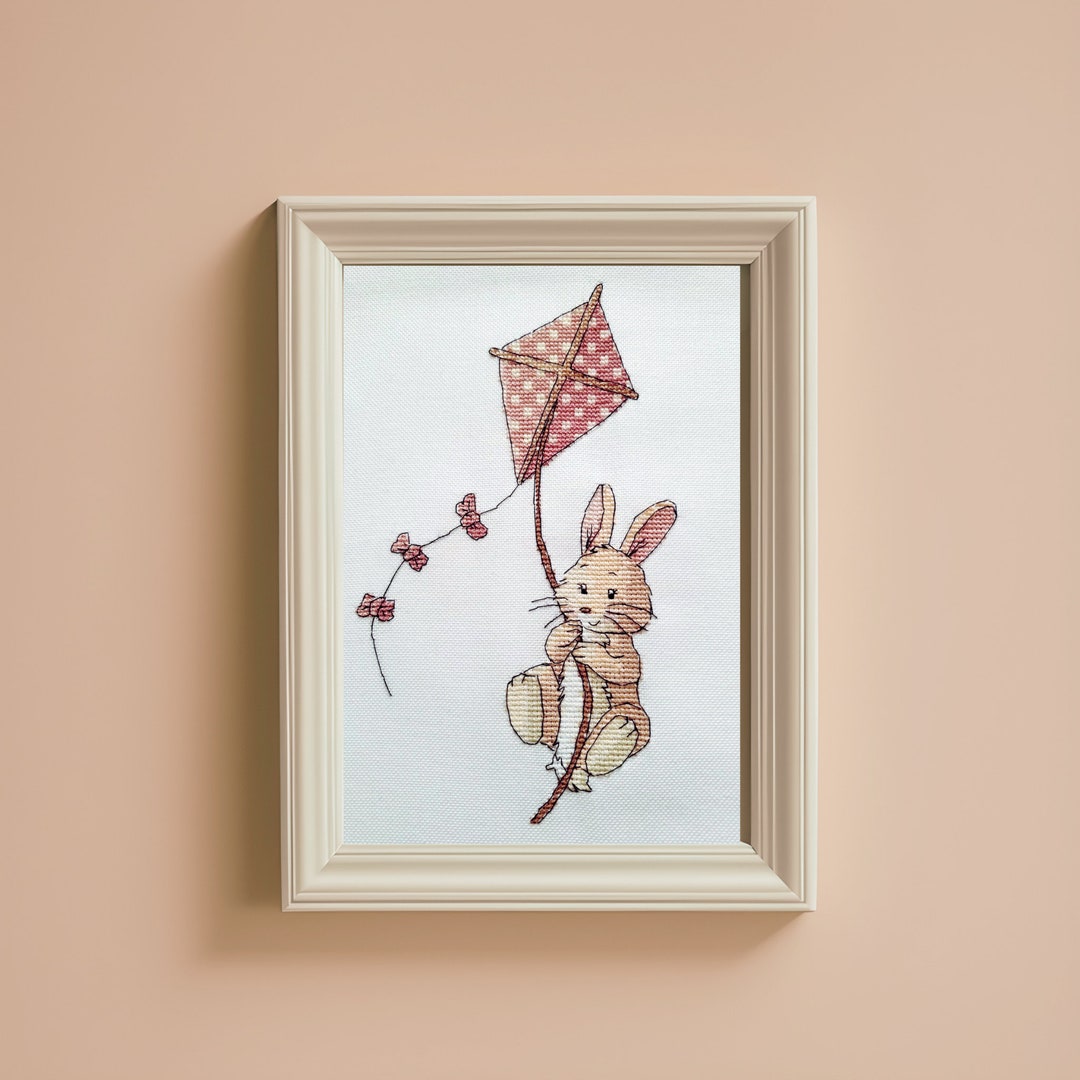 Cute Bunny With Kite Cross Stitch Pattern KCSD001 - Etsy