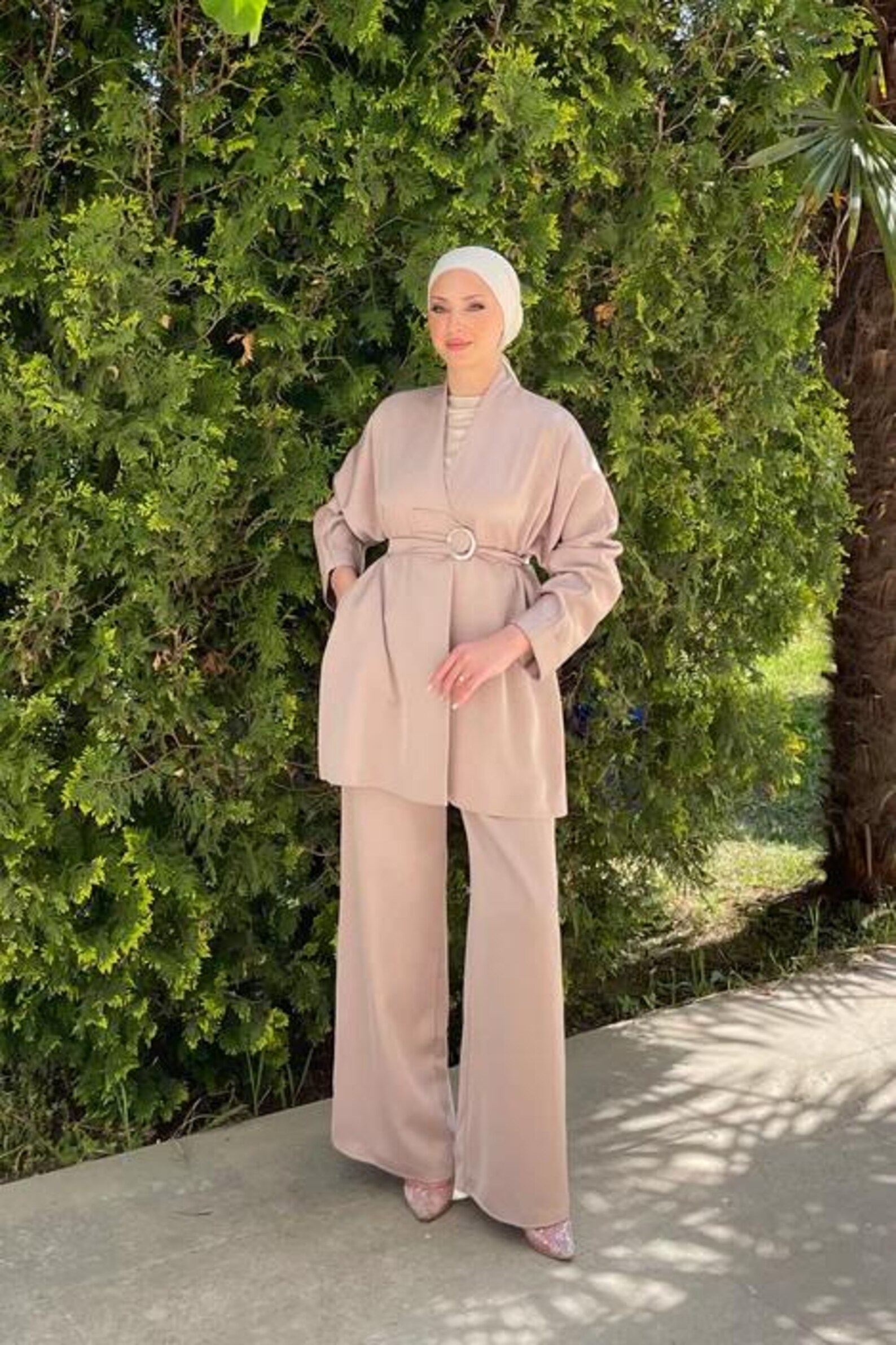 Modest Formal Suit,satin Suit,blazer and Pant Women Suit,dried Rose ...