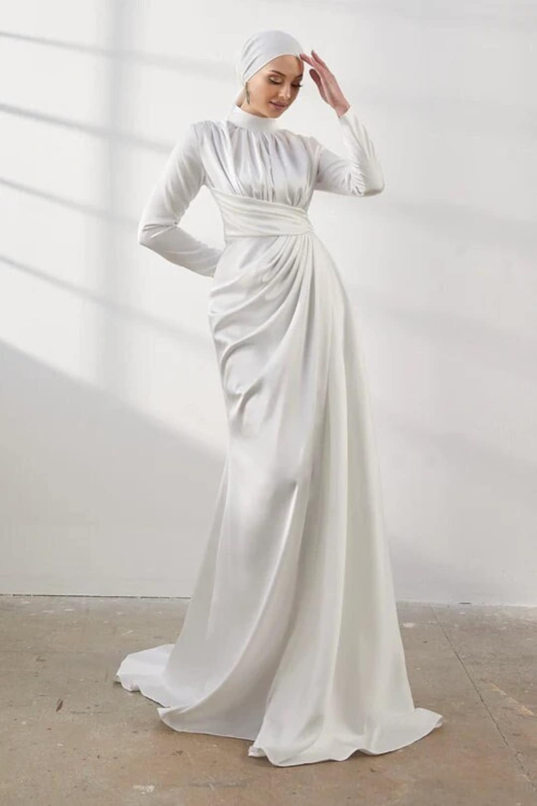 Muslim Wedding Dress,nikkah Dress, Islamic Dress, Hijab Dress, Satin ...