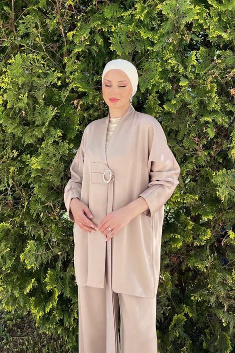 Modest Formal Suit,satin Suit,blazer and Pant Women Suit,dried Rose ...