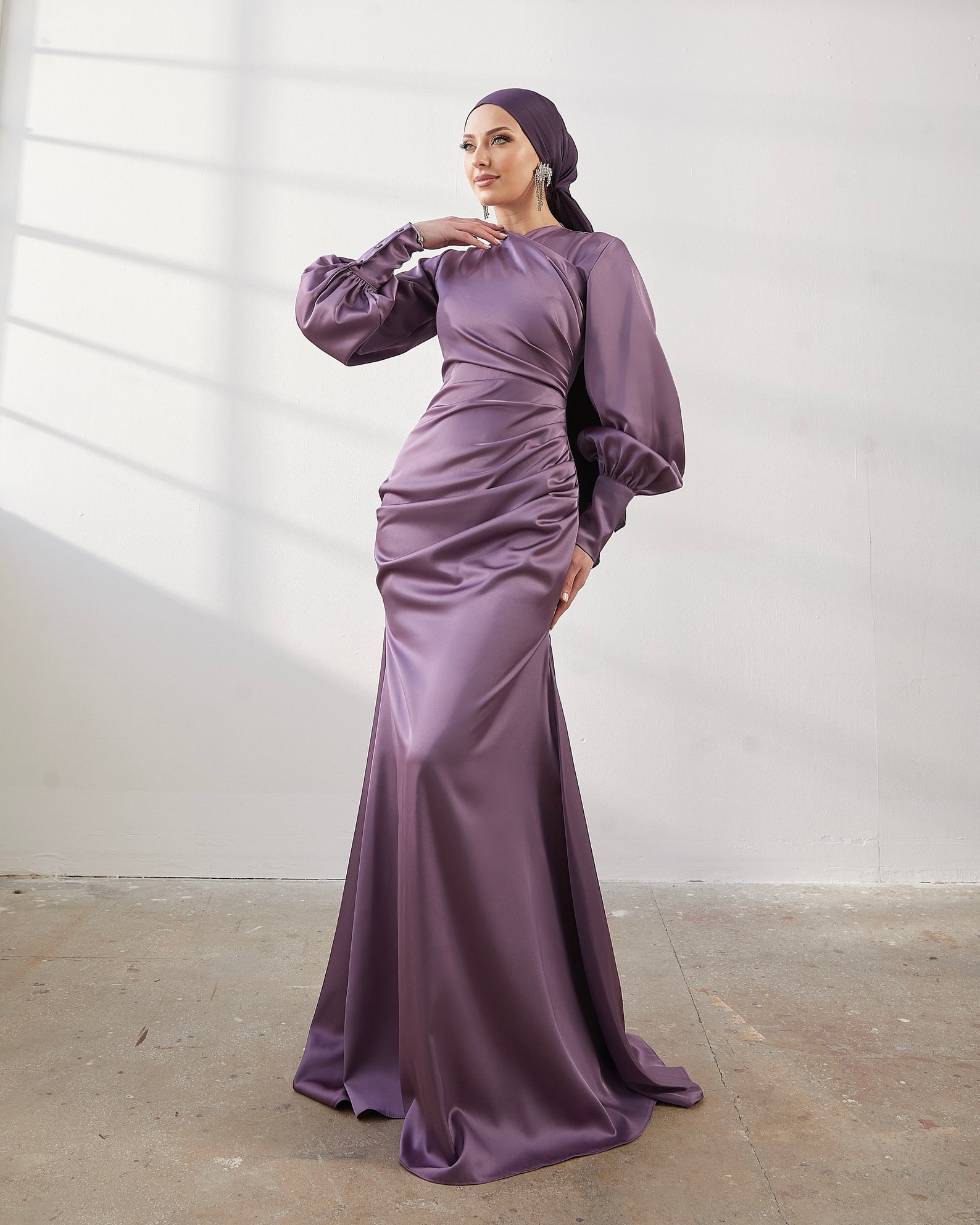 Modest Lilac Abaya, Eid Dress, Islamic Dress, Hijab Dress, Satin Abaya ...