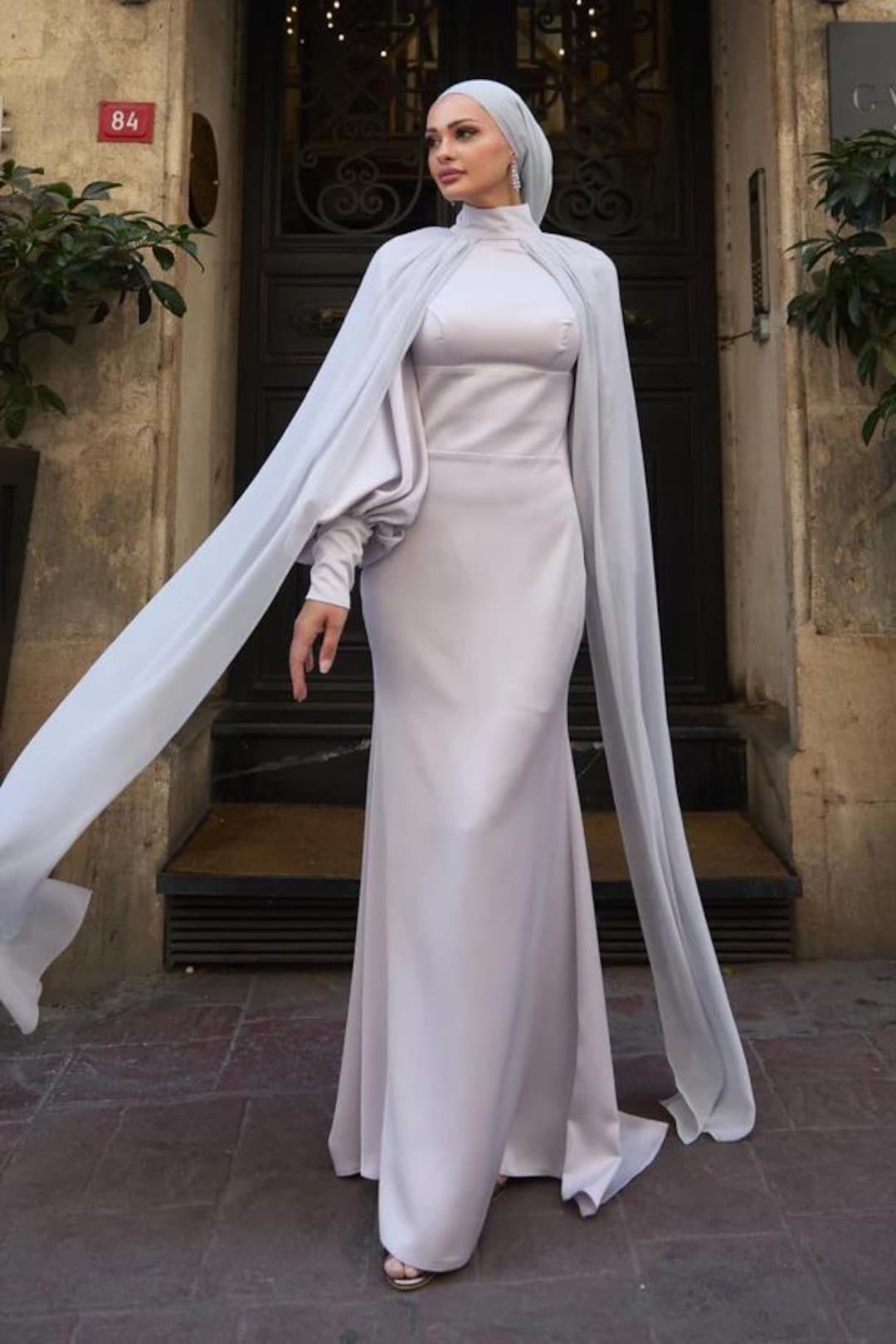 Modest Half Cape Dress,prom Dress,hijab Dress,abaya Nikkah,modest ...
