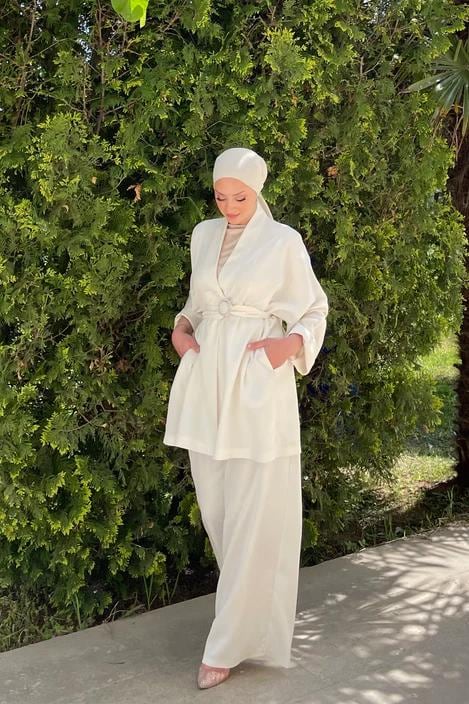 Modest Formal Suit,satin Suit,blazer and Pant Women Suit,dried Rose ...