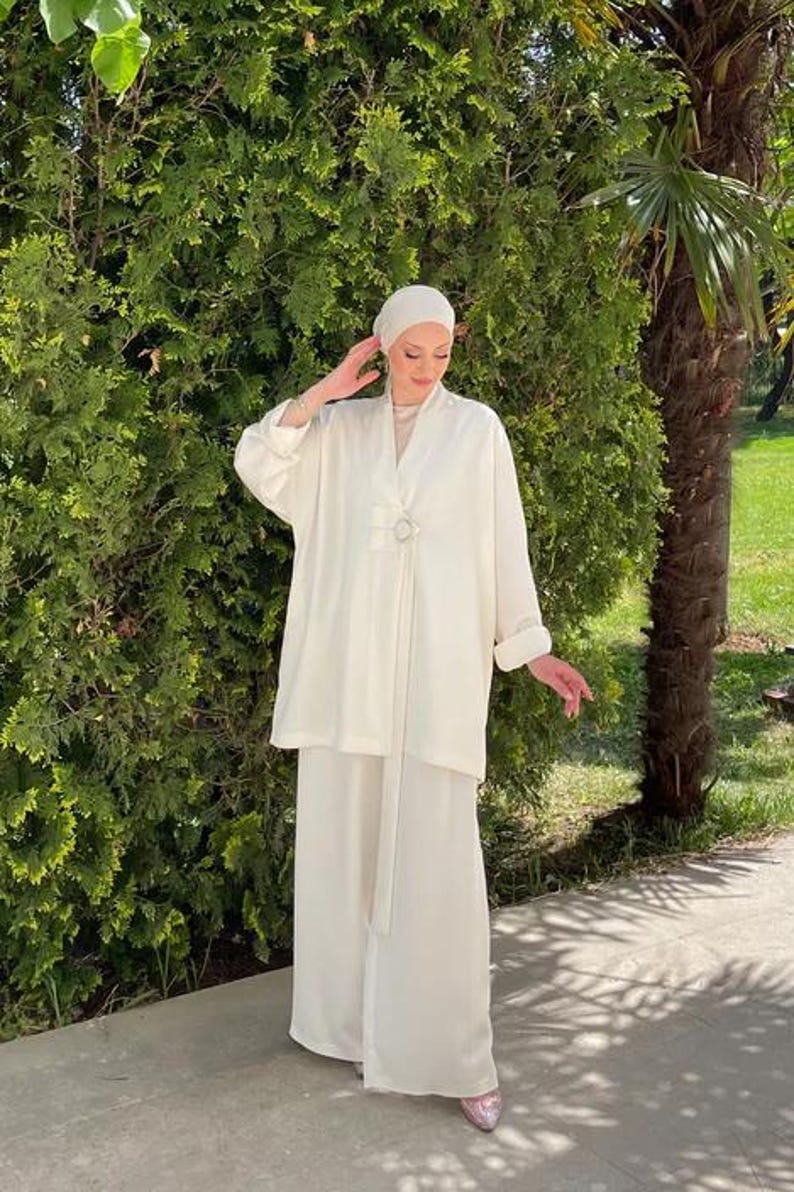 Modest Formal Suit,satin Suit,blazer and Pant Women Suit,dried Rose ...