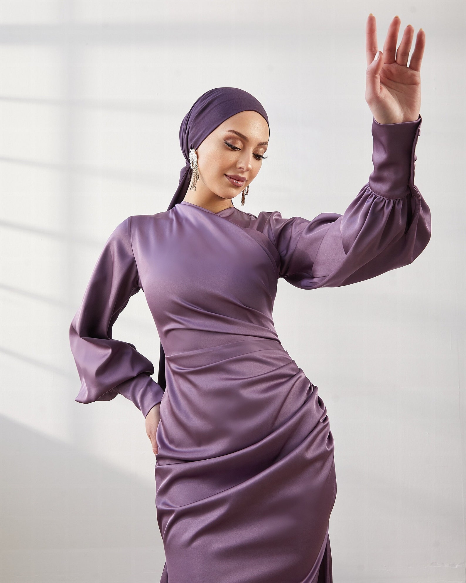 Modest Lilac Abaya, Eid Dress, Islamic Dress, Hijab Dress, Satin Abaya ...