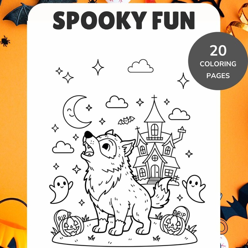 20 Cute Halloween Coloring Pages Bundle | Rough Sketch Line Art | A4 ...
