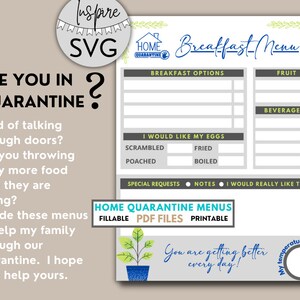 Home Quarantine Menu Meal Planner Editable Fillable - Etsy