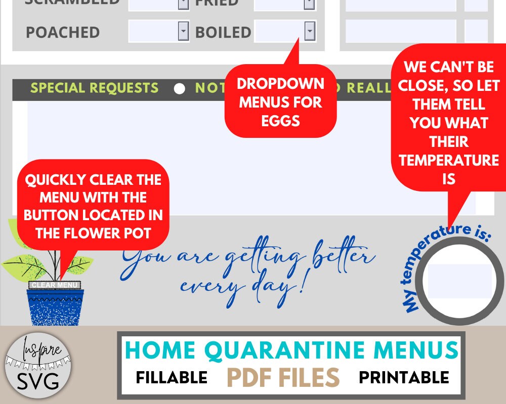 Home Quarantine Menu Meal Planner Editable Fillable - Etsy