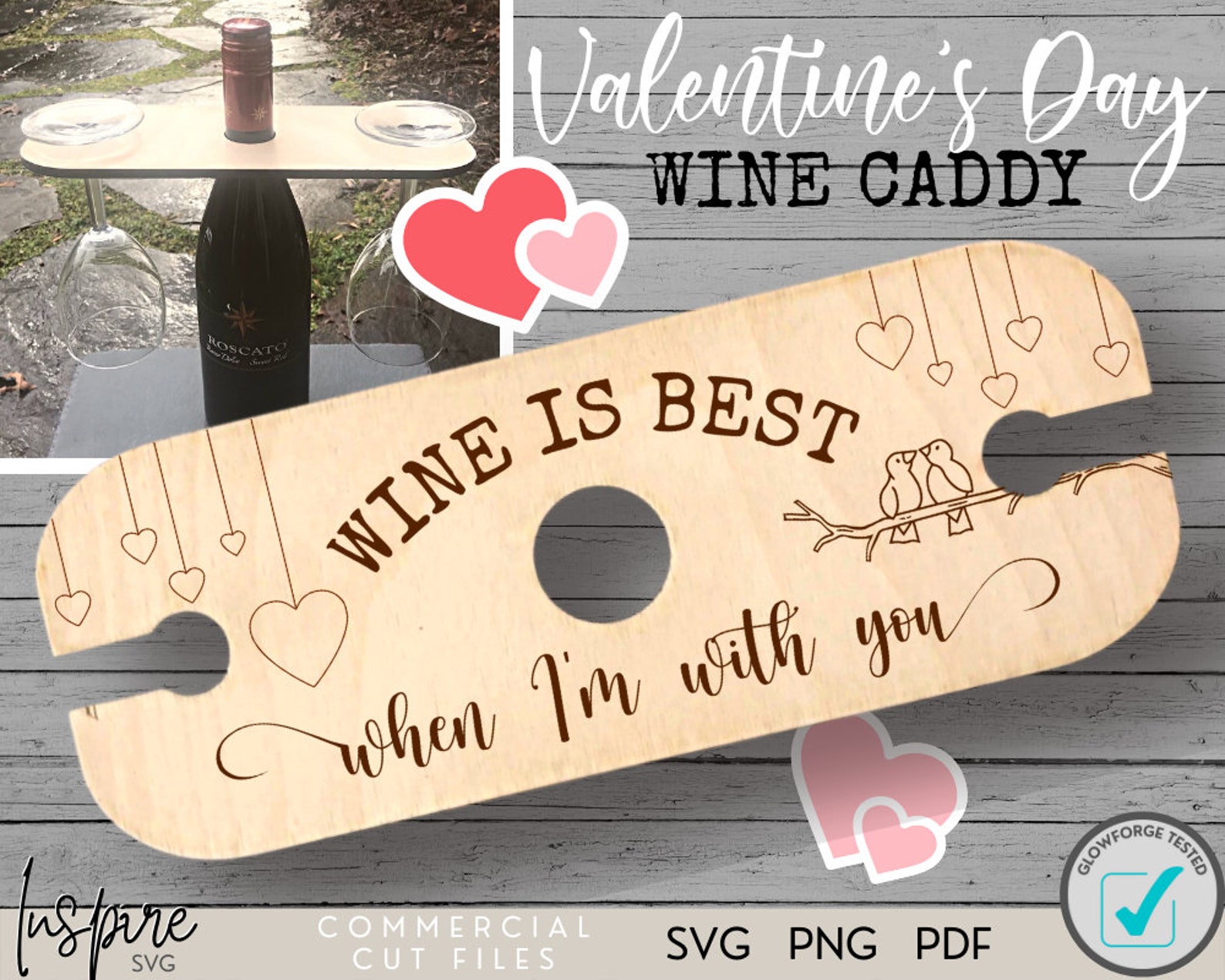 Valentines Day Wine Caddy Wine Caddy SVG Wine Butler SVG - Etsy