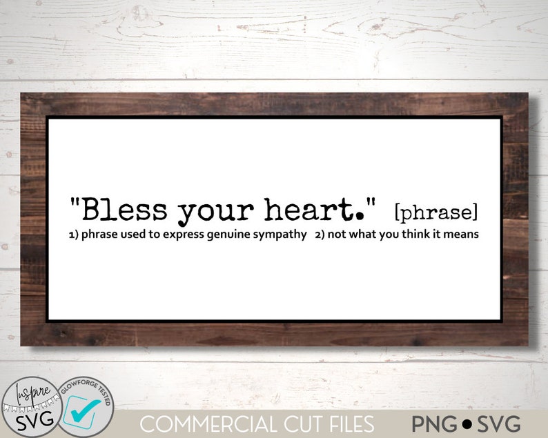 Bless Your Heart Definition - SVG - PNG - Cutting Board Graphic ...