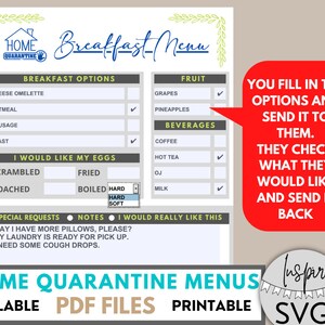 Home Quarantine Menu Meal Planner Editable Fillable - Etsy