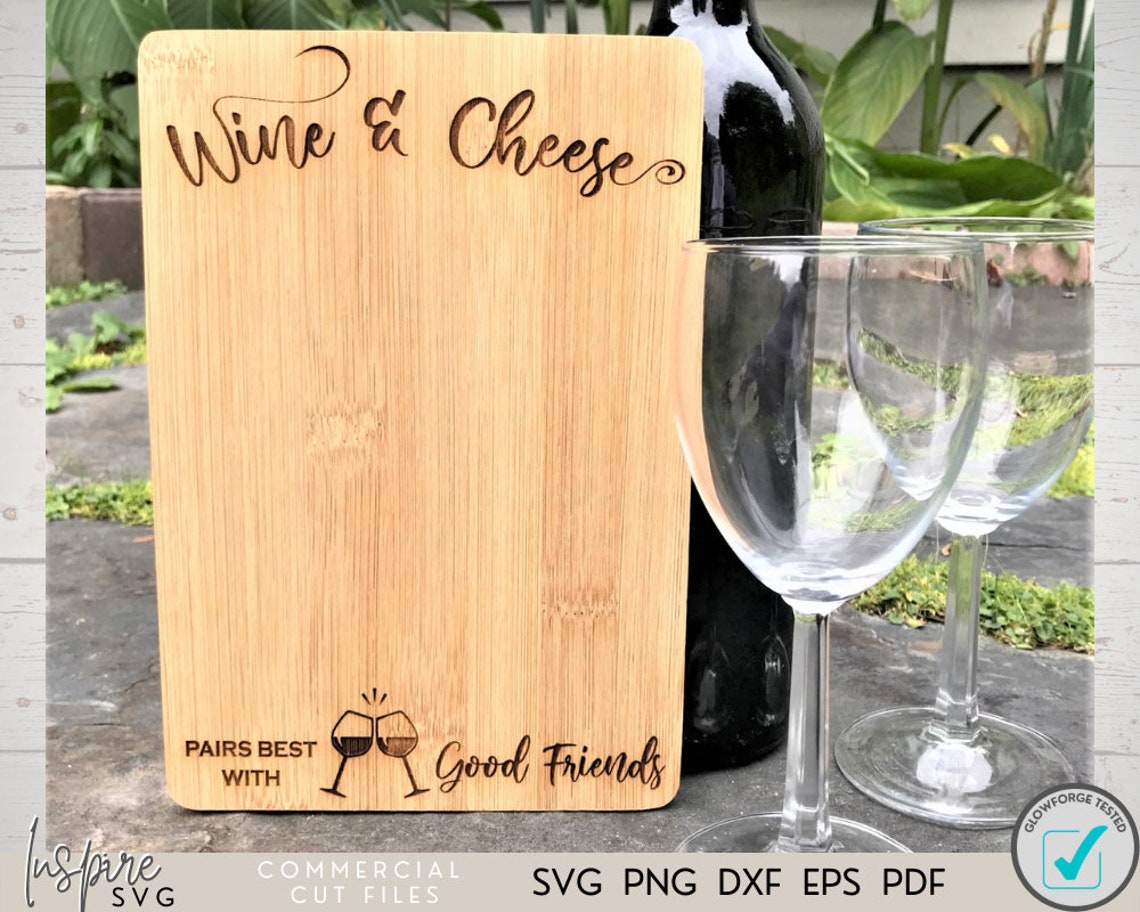 Wine and Cheese SVG Cheese Board Cutting Board SVG Wine - Etsy