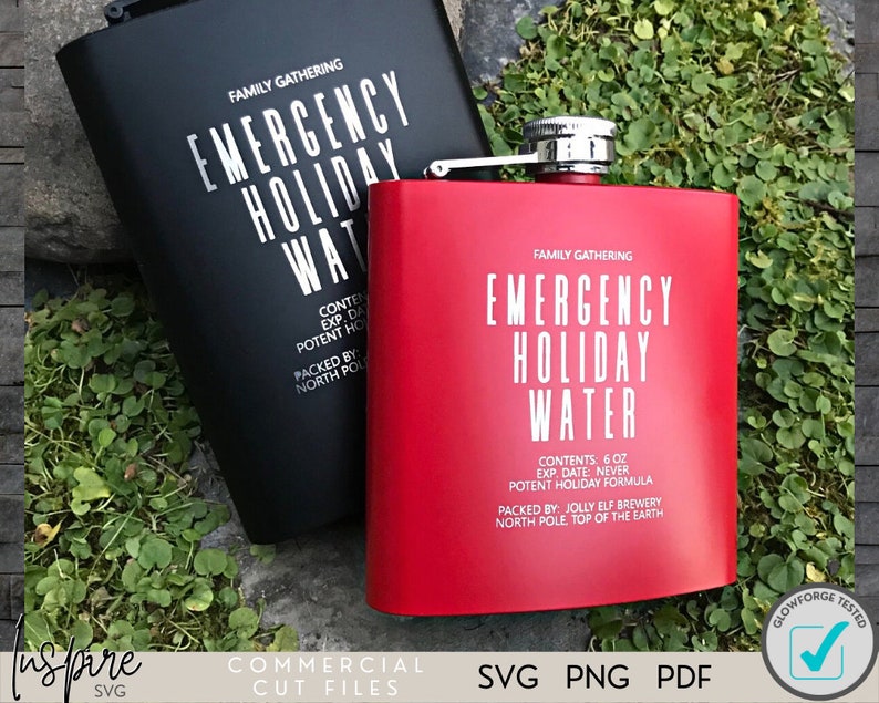 Funny 'emergency Holiday Water' Flask SVG Files (digital File) - Etsy