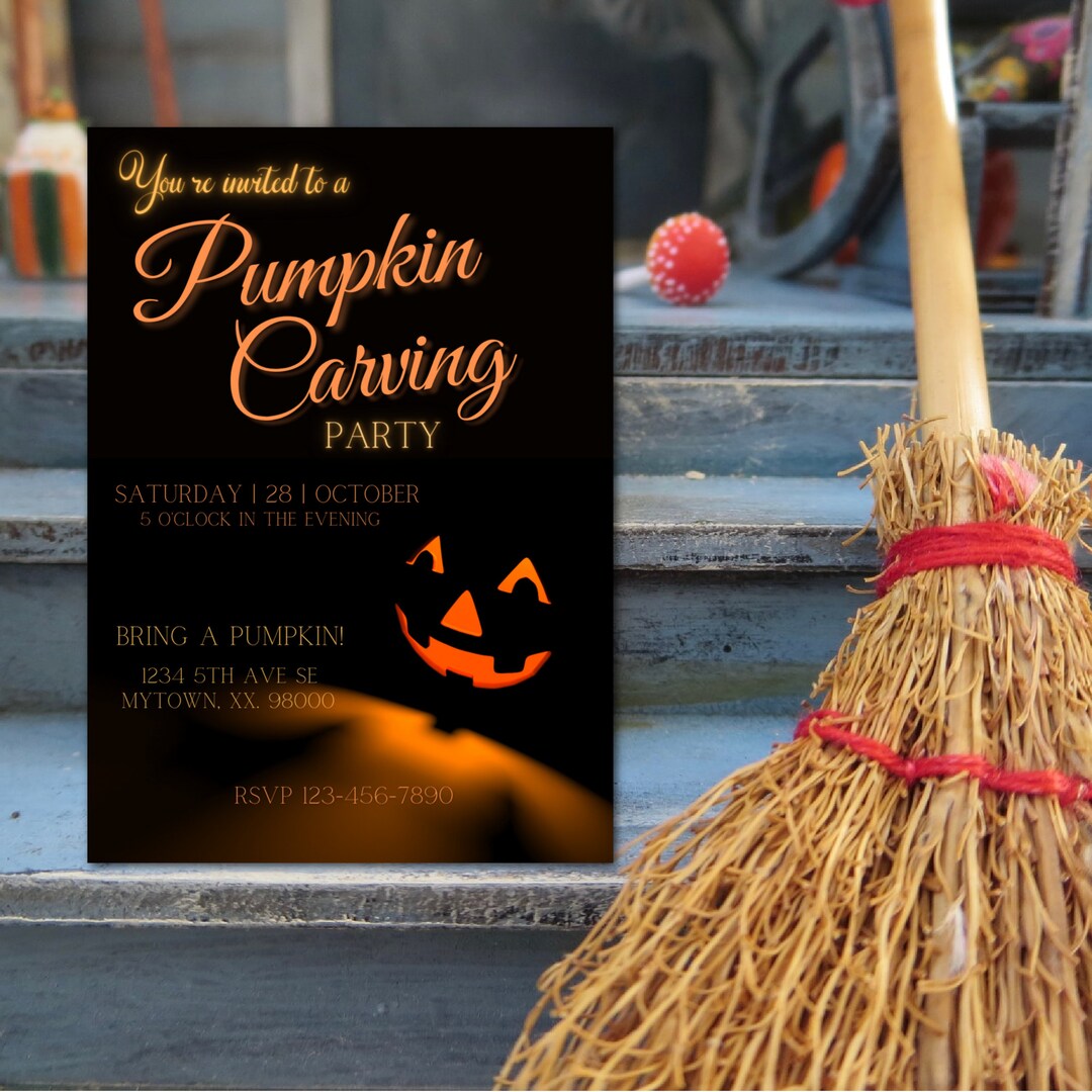 Pumpkin Carving Invitation | Digital Download | Editable Template ...