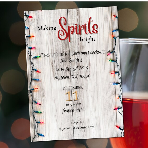 Making Spirits Bright Invitation Christmas Party Digital - Etsy
