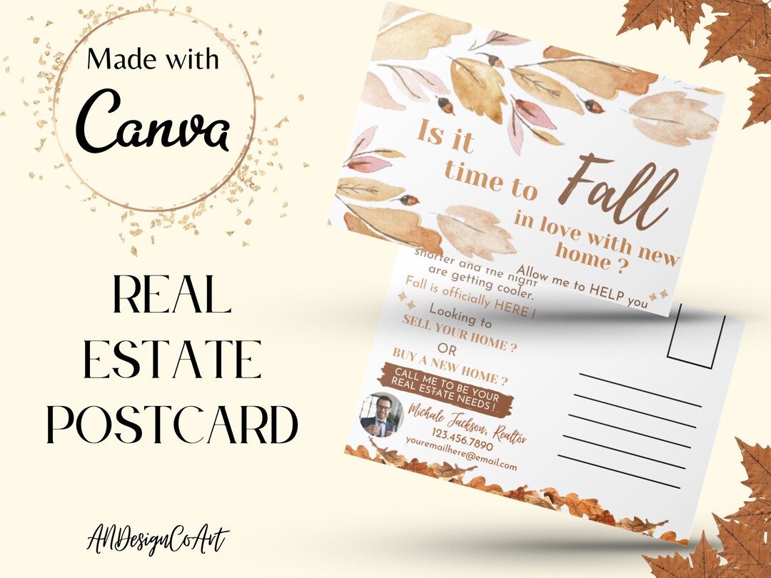 Fall Real Estate Postcard Front and Back | Autumn Season Mailers | Real ...