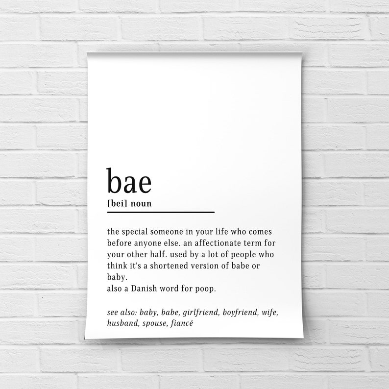 Bae Dictionary Definition Print Home Decor Wall Art Home | Etsy