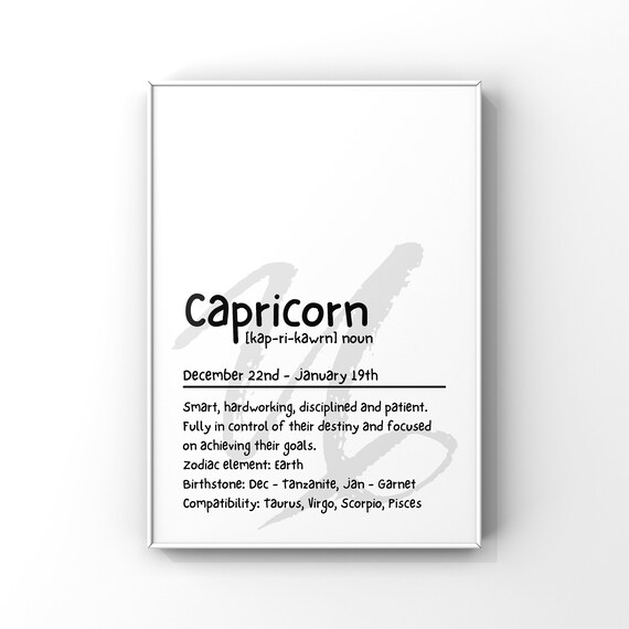 Astrology Positive Affirmation Wall Print Star Sign Capricorn Digital ...