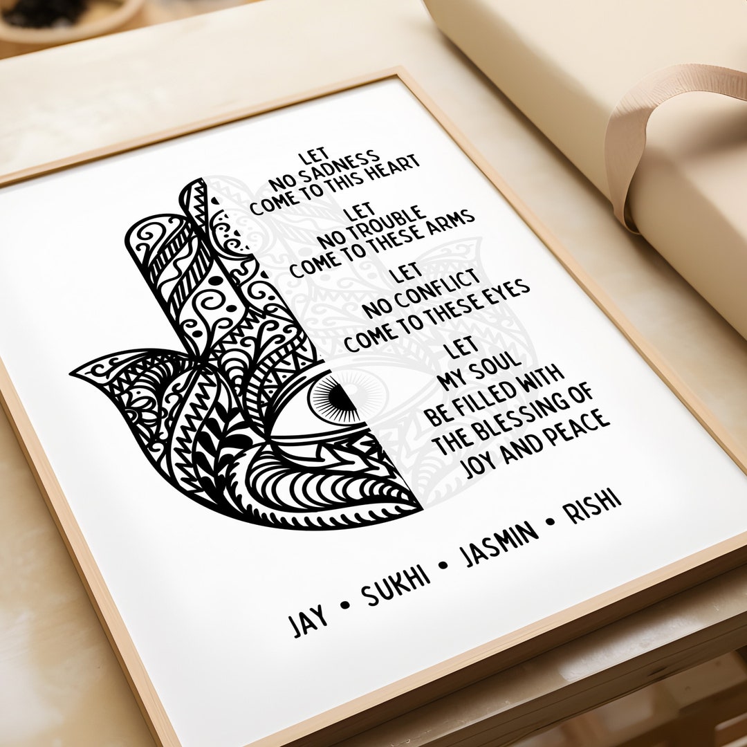 Hamsa Prayer Framed Print, Hamsa Wall Art, Hamsa Hand, Hamsa Home Decor ...
